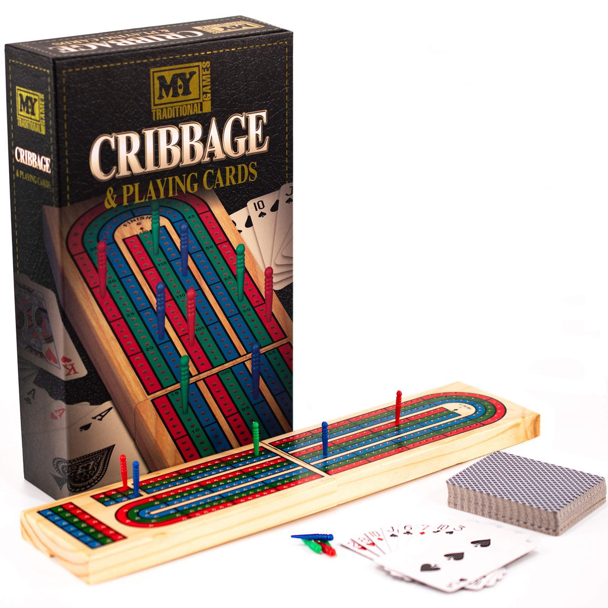 Solid Wood Cribbage Board & Playing Cards – Planet Direct